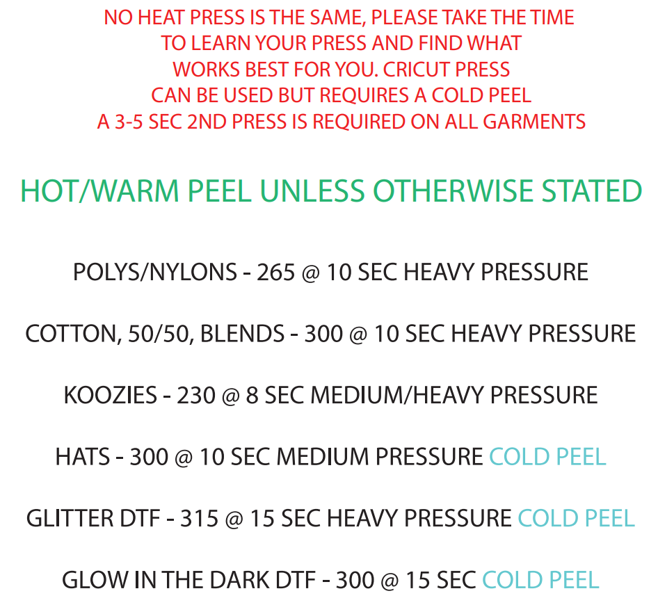 DTF Transfer Instructions