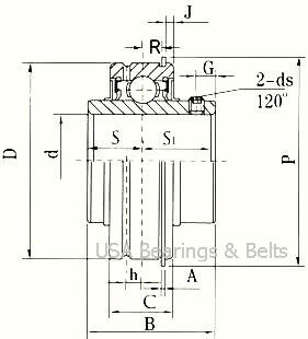 1" Insert Bearings with Set Screws and Snap Ring, SER205-16, ER16 ...